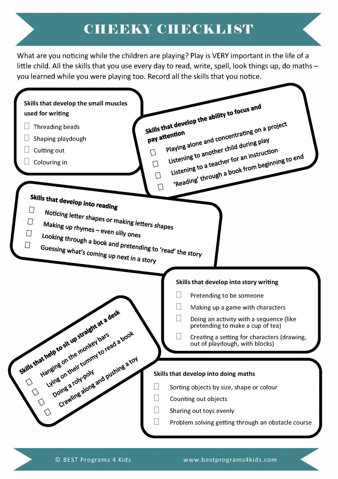 BEST Play Matters Checklist – BEST Programs 4 Kids
