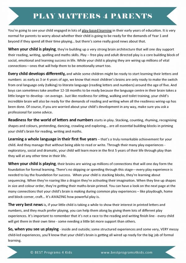 BEST Play Matters Quote – BEST Programs 4 Kids